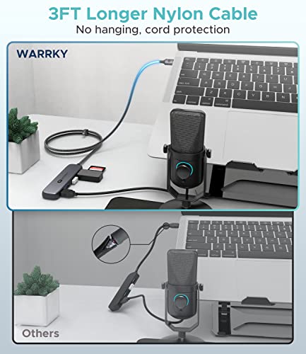 USB Splitter 3.0, WARRKY 4 Port USB Hub for Laptop [3FT Braided Cable, Aluminum Shell] Ultra-Slim Multi USB Port, Compatible with PC, Desktop, Surface Pro, MacBook, Flash Drive, PlayStation, Xbox
