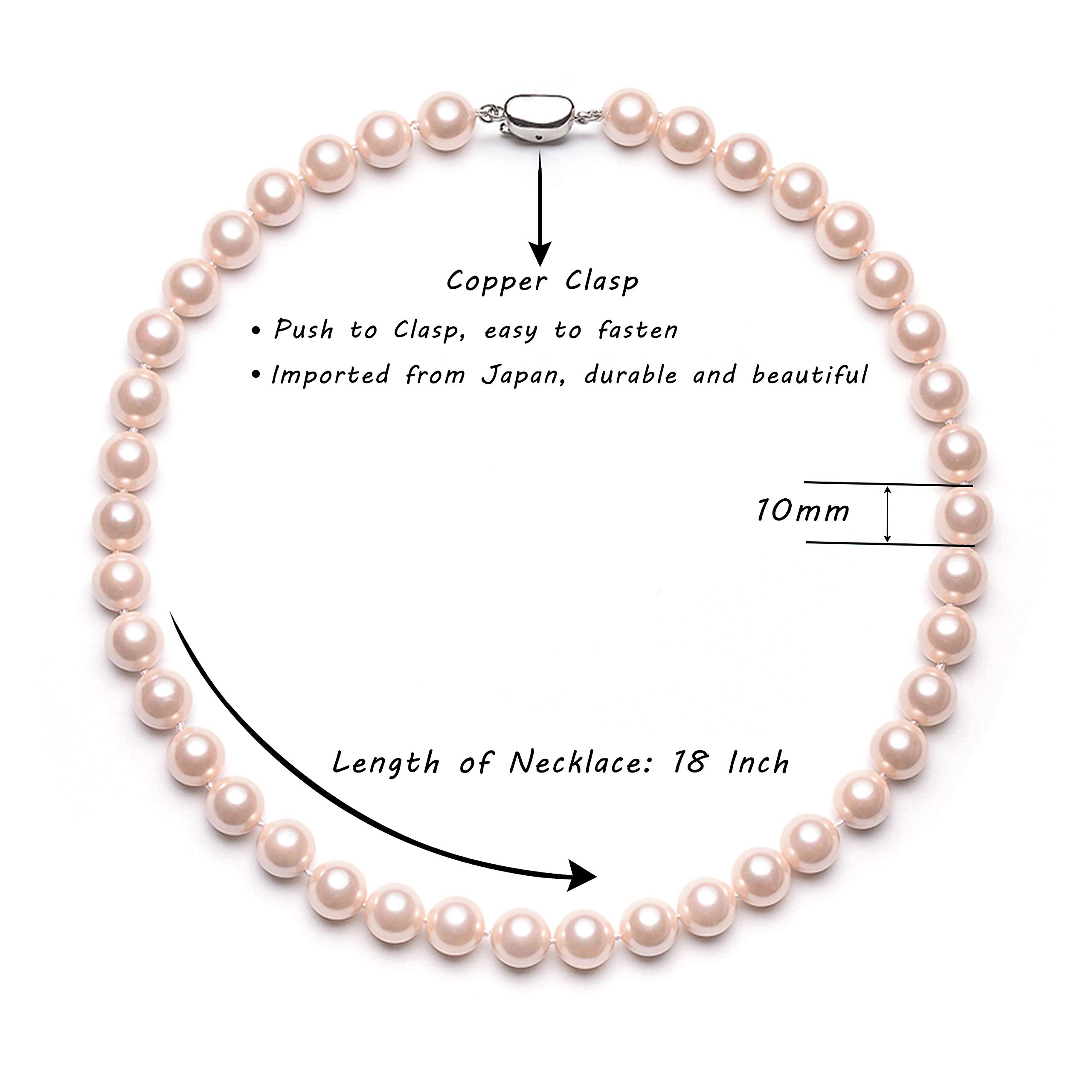 PERNNLA PEARL Seashell Pearl Choker Necklace for Women Handmade Beaded Necklace Simple Pearl Necklaces 18" Pink