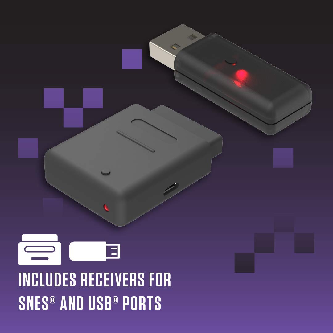 Retro-Bit Legacy 16 Wireless 2.4GHz Controller for SNES, Switch, PC, MacOS, RetroPie, Raspberry Pi and Other USB Devices - Onyx