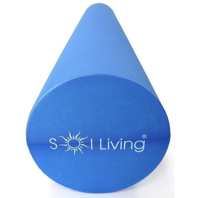 Sol Living High-Density Foam Roller - for Muscular Relaxation, Workouts & Physical Therapy - Stretch, Massage and Relieve Tension in Muscles - Firm & Durable - Blue, 36" x 6"