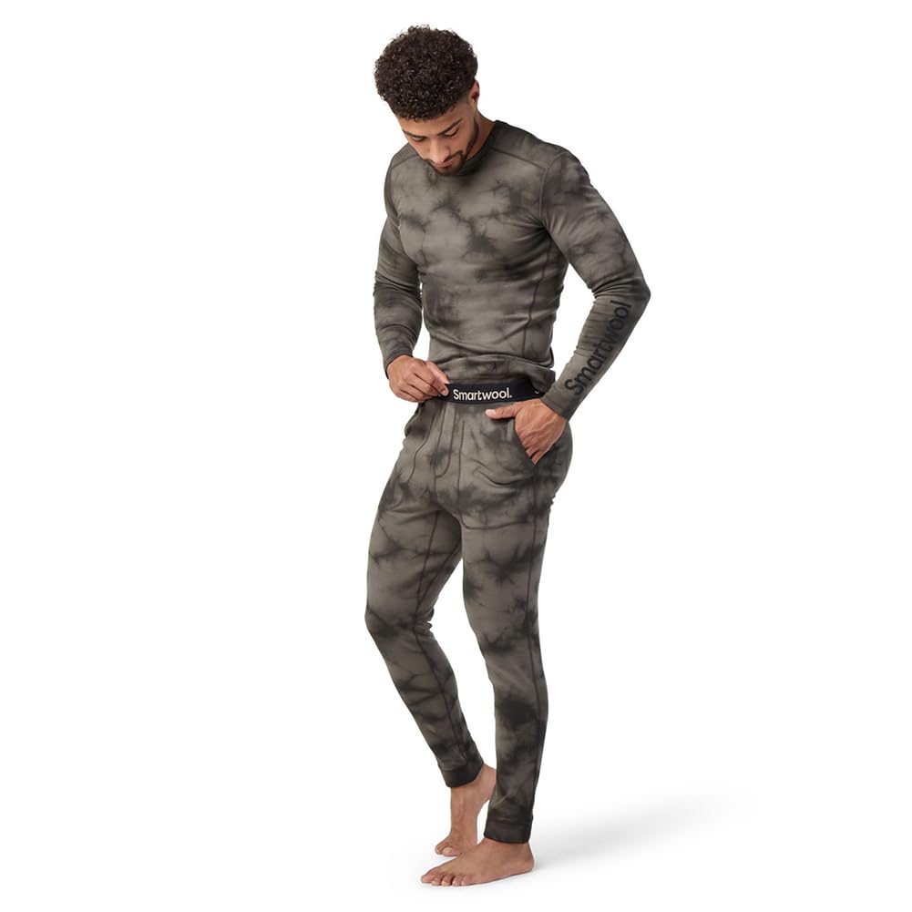 Smartwool Men's Thermal, Plant-Based Dye Merino Wool Base Layer — Jogger Bottom (Regular Fit), Black Marble Wash, Medium