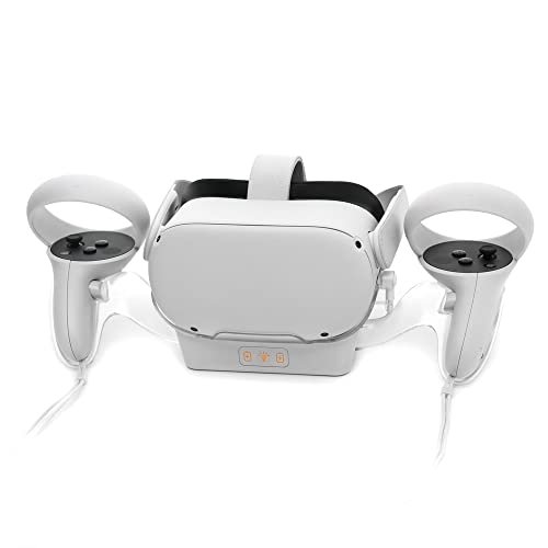 VR Helmet Charging Dock with Blue Light Handle Seat Charger for Oculus Quest 2 Game Peripheral Accessories (White)
