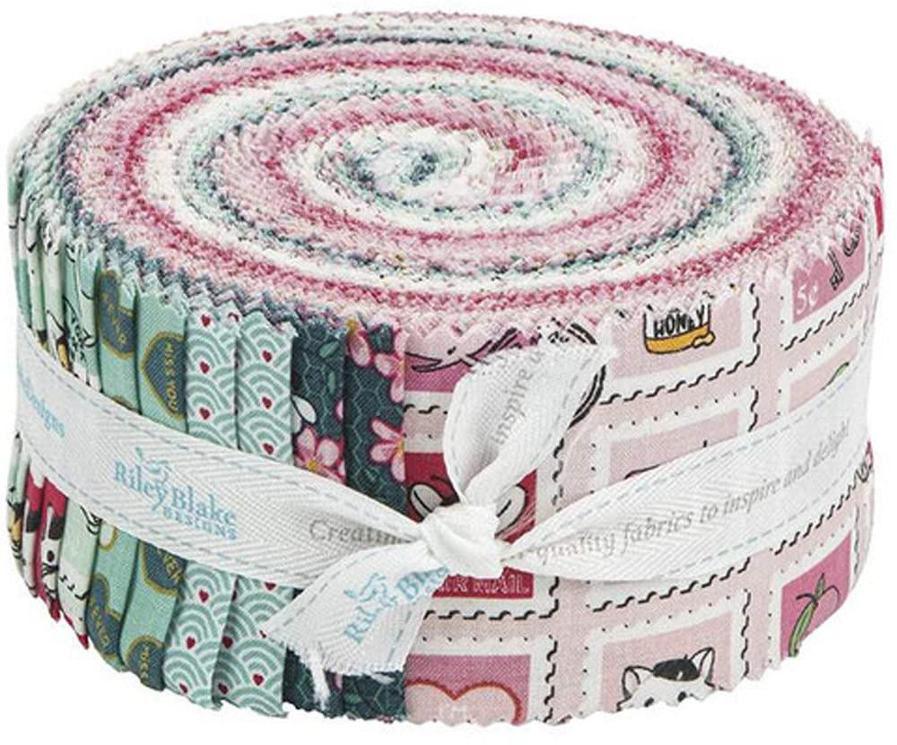 Melissa Mortenson Mint for You Rolie Polie 40 2.5-inch Strips Jelly Roll Riley Blake RP-12760-40