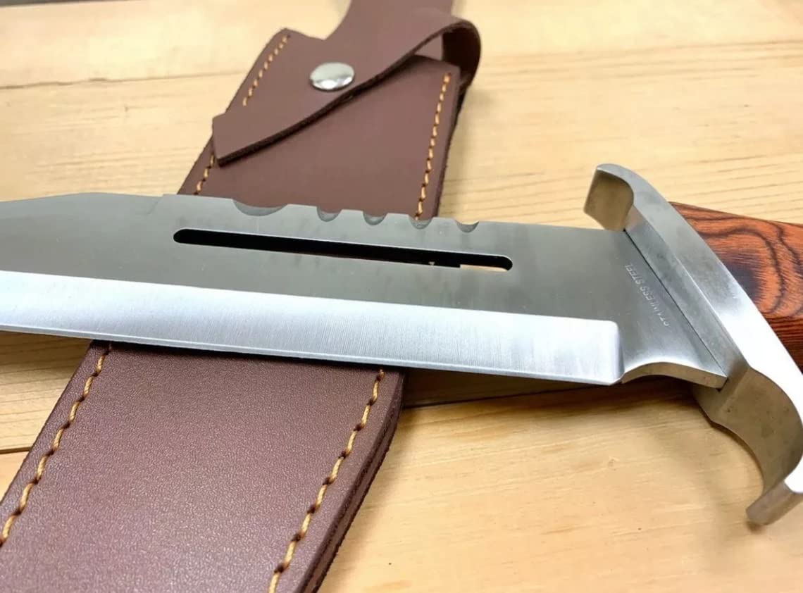 UNIQUE BLADES ! Custom Handmade knife 17'inches Rambo Knife Hunting Survival Bowie Knife ! Full Tang Knife With Leather Sheath