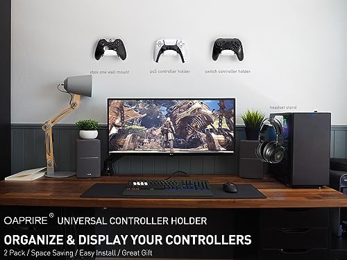 OAPRIRE Universal Controller Holder Wall Mount 2 Pack, Acrylic Controller Stand Gaming Accessories with Cable Clips, Build Your Game Fortresses (White)