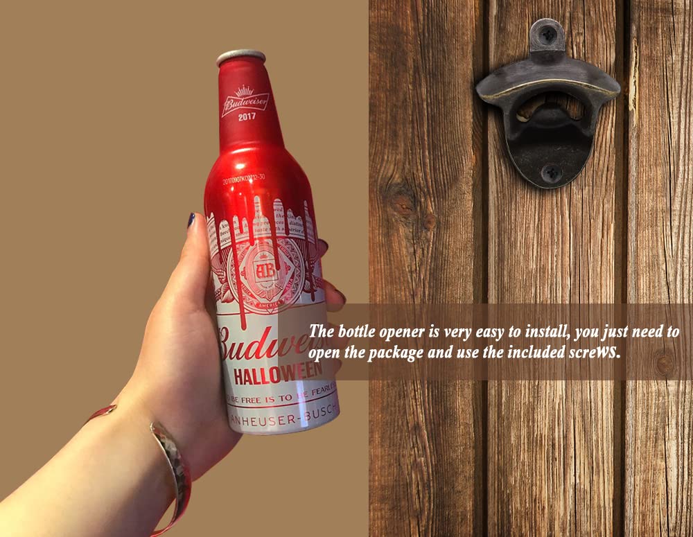 Wall Mount Bottle Opener Vintage Beer Bottle Opener with Screws