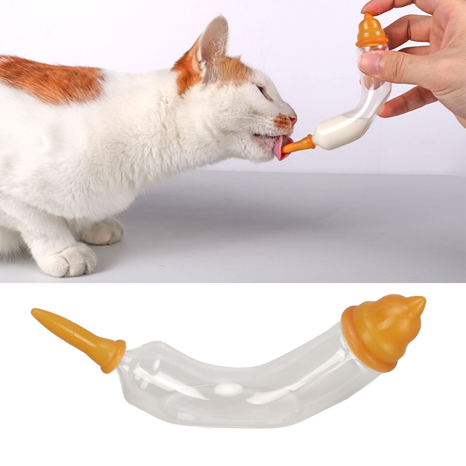 Pet Milk Feeding Bottle Glass Changeable Arc Design Newborn Pet Milk Feeder for Kitten Puppy Hamster 10ml Kitten Milk Feeding Bottle