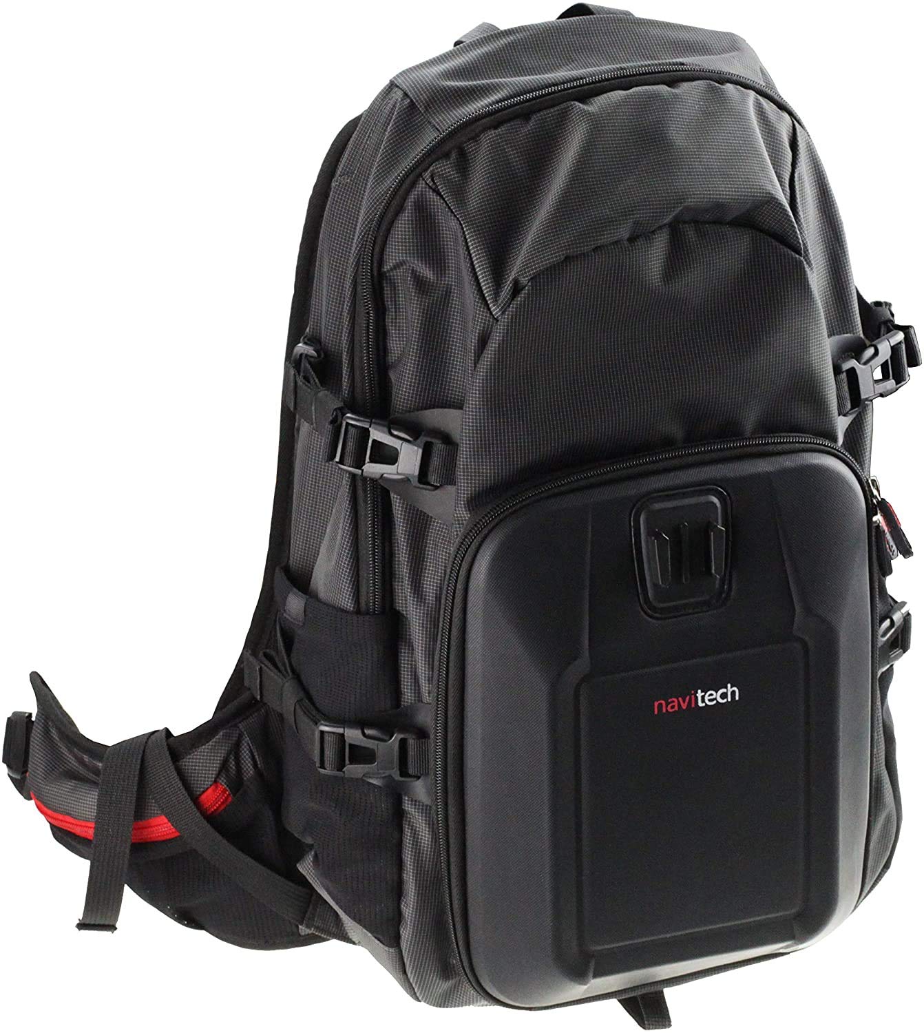 Navitech Action Camera Backpack & Red Storage Case With Integrated Chest Strap - Compatible With The AKASO V50 Pro Native