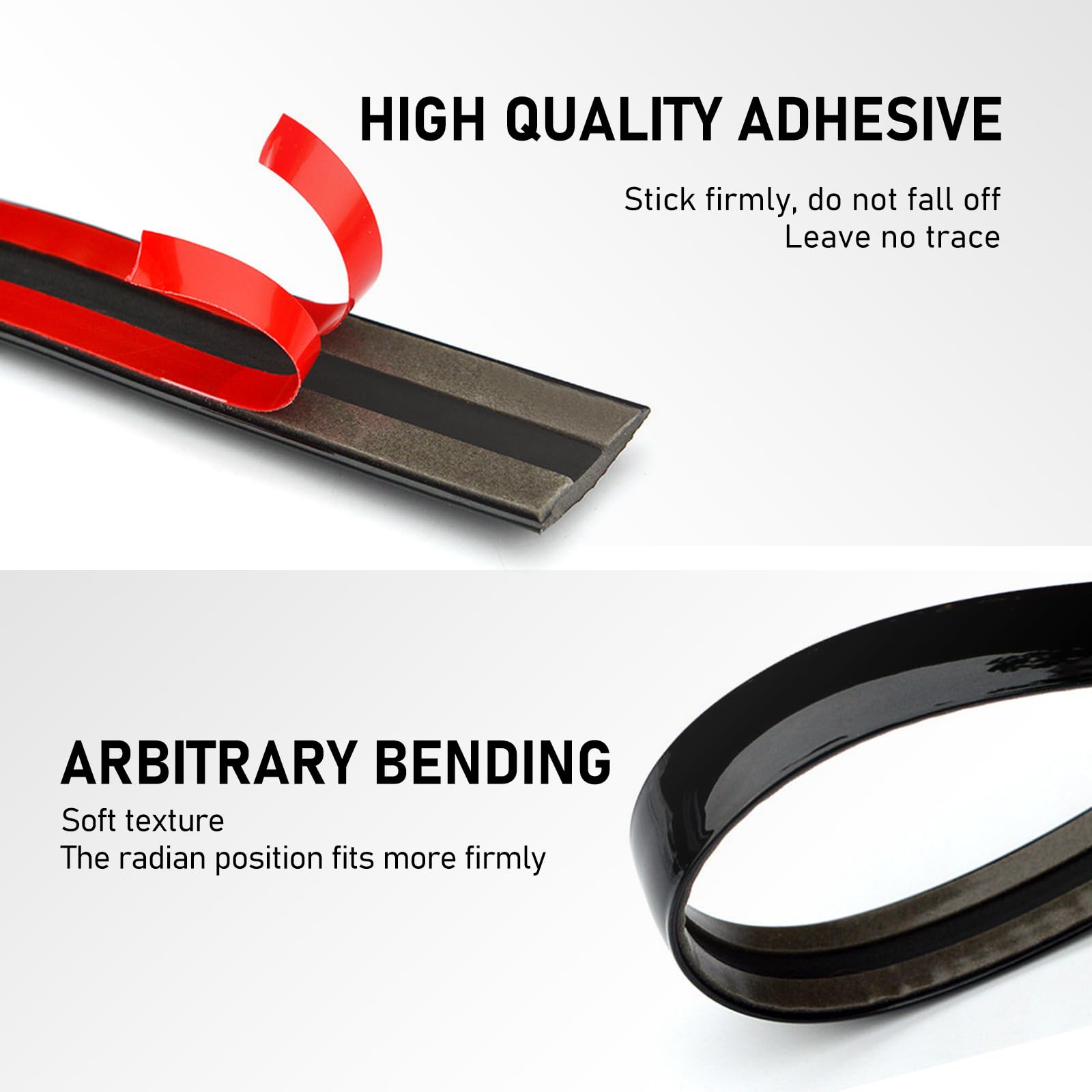NGHEY Pack-1 Car Chrome Trim Molding, 0.78" x 16.4Ft Body Window Seal Rubbing Strip, Bumper Anti-Collision Strip, Universal for Auto DIY Shiny Self-Adhesive Strip (Bright Black)