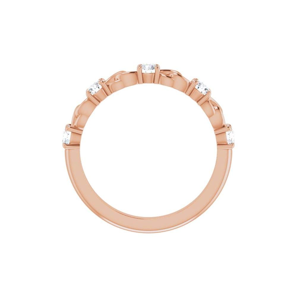 Solid 14k Rose Gold 1/2 Cttw Diamond Stackable Wedding Anniversary Link Ring Band (.50 Cttw) (Width = 3.1mm) - Size 5