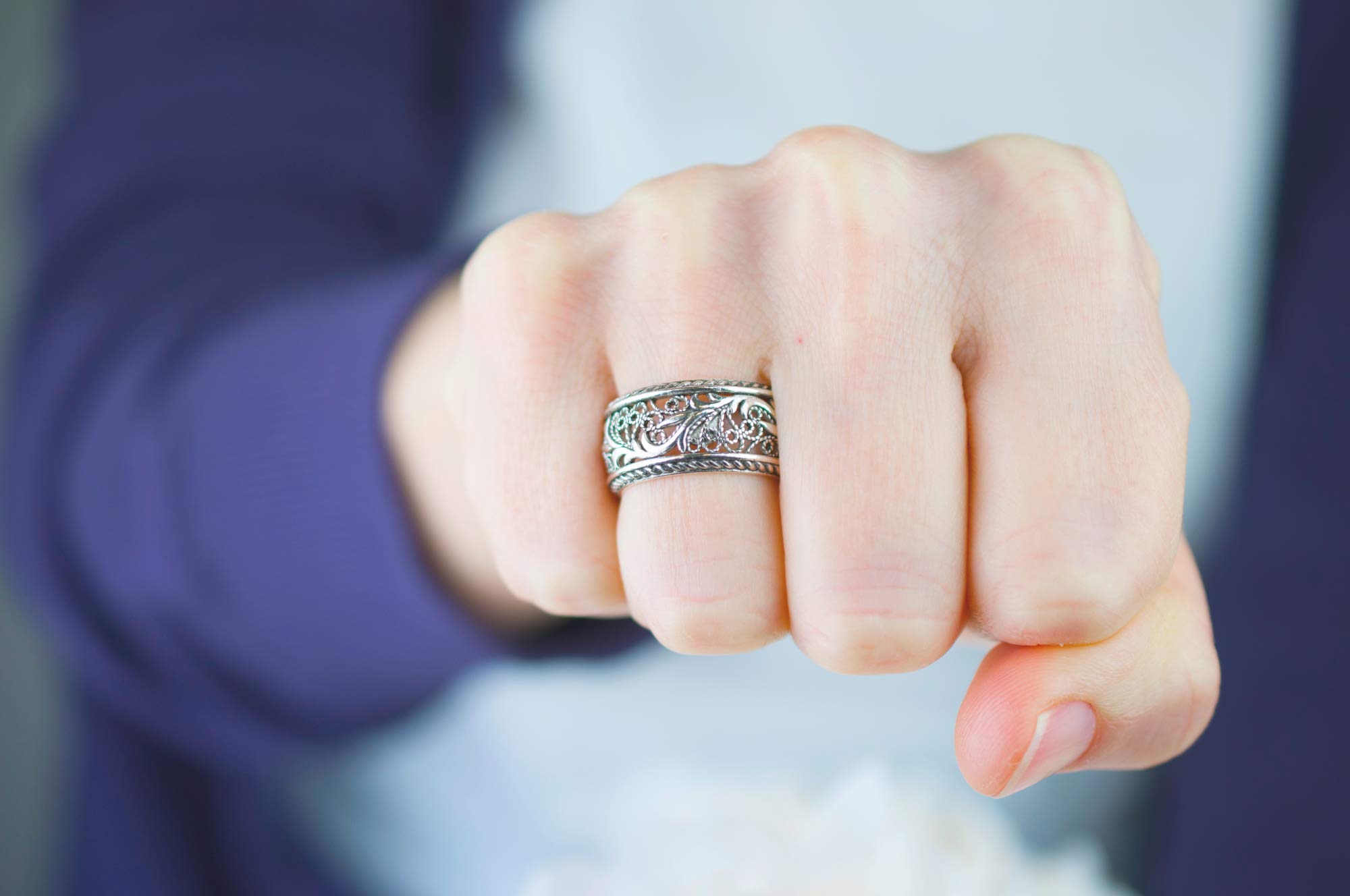 Ottoman Silver Collection 925 Sterling Silver Gold Accented Oxidized Eternal Paisley Figured White Statement Unisex Band Ring for You and Your Precious (Size 5-12) (oxidized-Silver, 11)