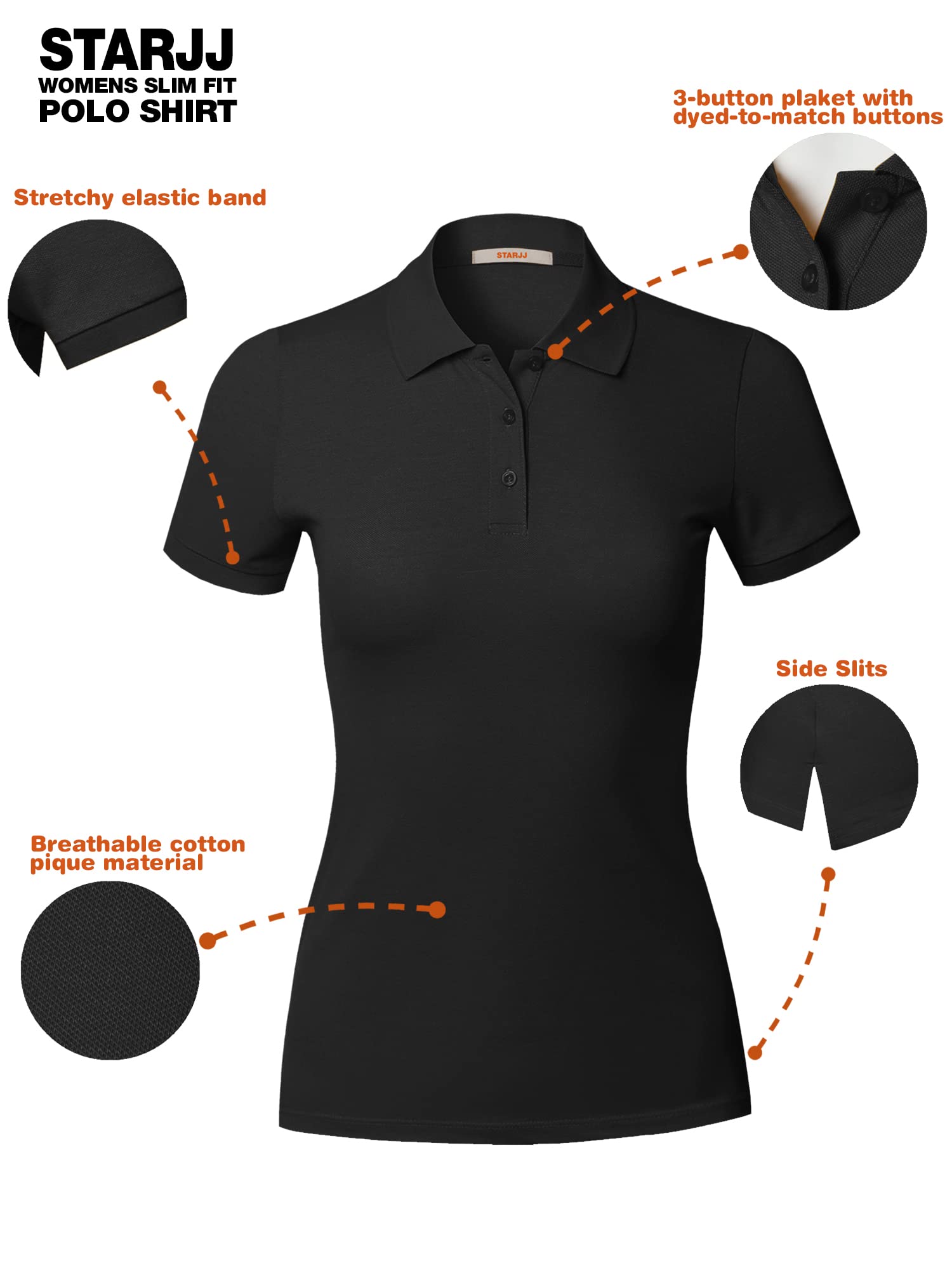 STARJJ Womens Slim Fit Golf Short Sleeve Breathable Pique Polo Shirt LIGHTBLUE L