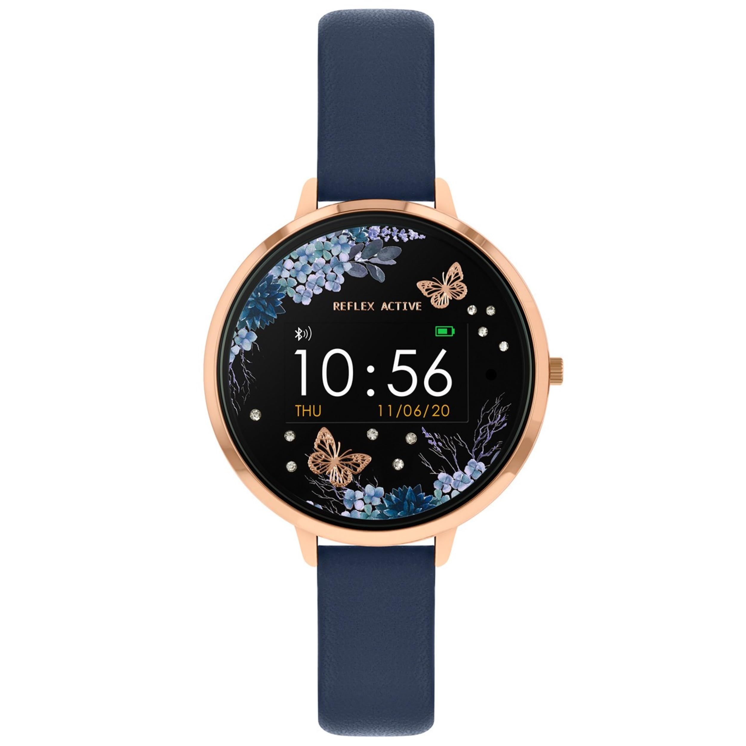 Reflex Active Series 3 Smart Watch with Colour Screen, Crown Navigation and Upto 7 Day Battery Life, Navy, Strap