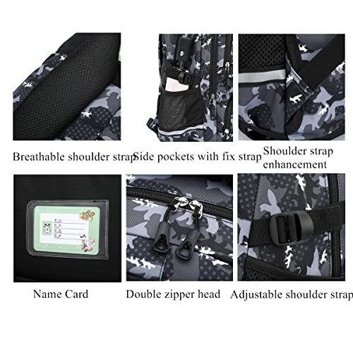 Mfikaryi Animal Prints Elemetary Rolling Backpack,Kids Wheeled School Book Bag,Casual Trolley Daypack for Boys