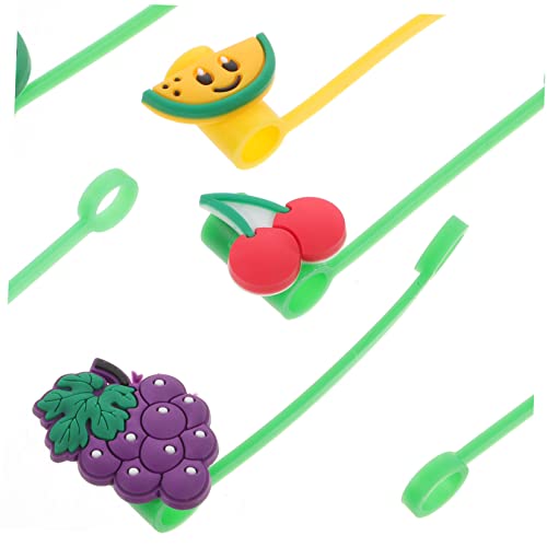 VALICLUD 10pcs Fruit Straw Cap Straw Accessories Straw Toppers for Tumblers Straw Mouth Tips Reusable Straw Tips Covers Juice Hat Straws for Kids Straw Covers Cap Cartoon Child Drinks Pvc
