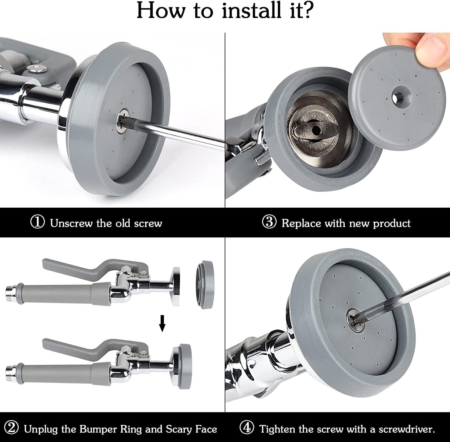 TBER Grey Pre-Rinse Spray Valve Repair Kit for All Commercial Kitchen Sink Sprayer Spray Face Bumper and Screw Repair Part (Grey)