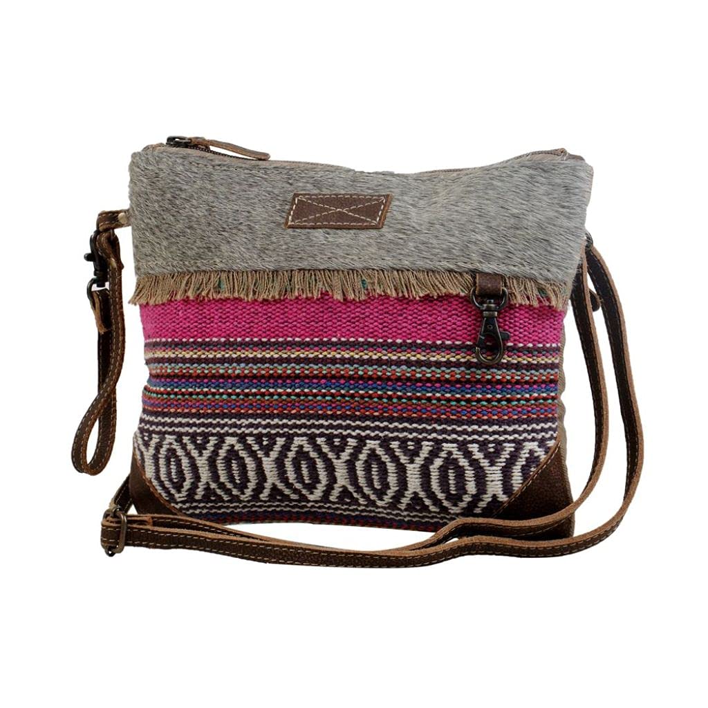 Myra Bag Laced Small & Cross-Body Bag Upcycled Cotton & Hair Leather S-2920