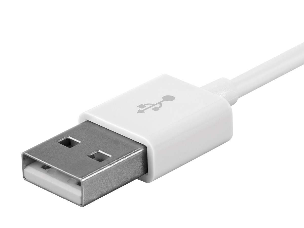 Monoprice USB-A to Micro B Cable - 6 Feet - White, Polycarbonate Connector Heads, 2.4A, 22/30AWG - Select Series