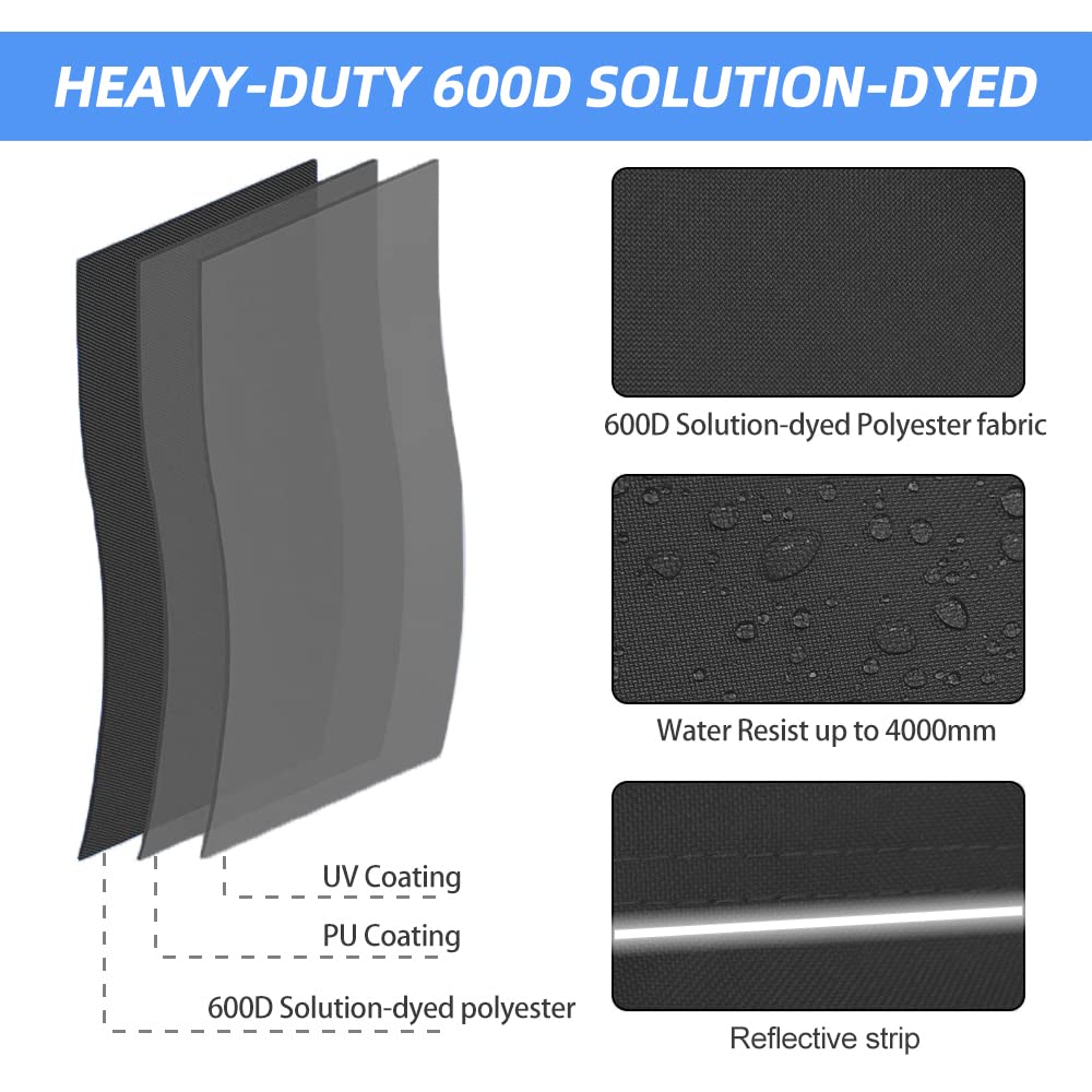 Zenicham Heavy-Duty 600D Fade and Crack Resistant Snow Blower Covers, Waterproof, Snow Proof,UV-Proof Snowblower Cover Universal Fit,Snow Thrower Cover with Reflective Strips (50" L x 33" W x 40" H)