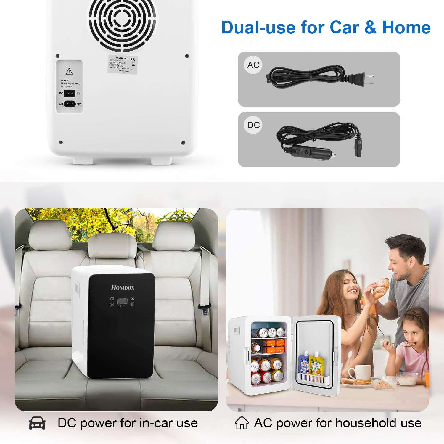 Mini Fridge 20Liter Portable AC/DC Powered Cooler and Warmer, Compact Refrigerator with Digital Thermostat and Control Temperature for Bedroom, Office, Dorm, Car &ect