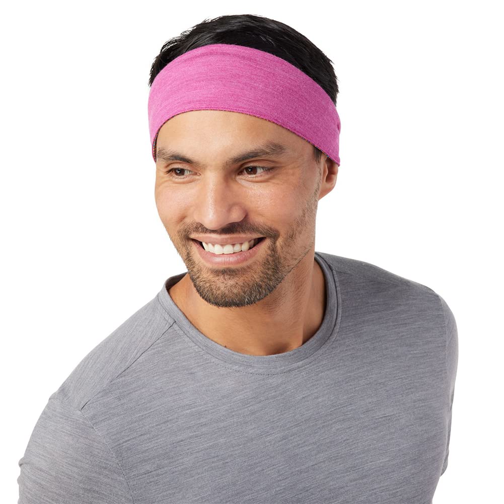 Smartwool SW016629J551FM Merino Sport Headband Festive Fuchsia Mountain Plaid Print 1FM