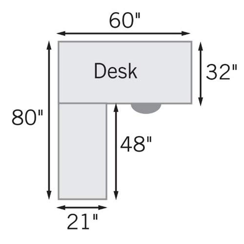 nbf signature series Urban Reversible LShaped Desk Weathered Walnut Laminate Black Legs 60 W x 80 D