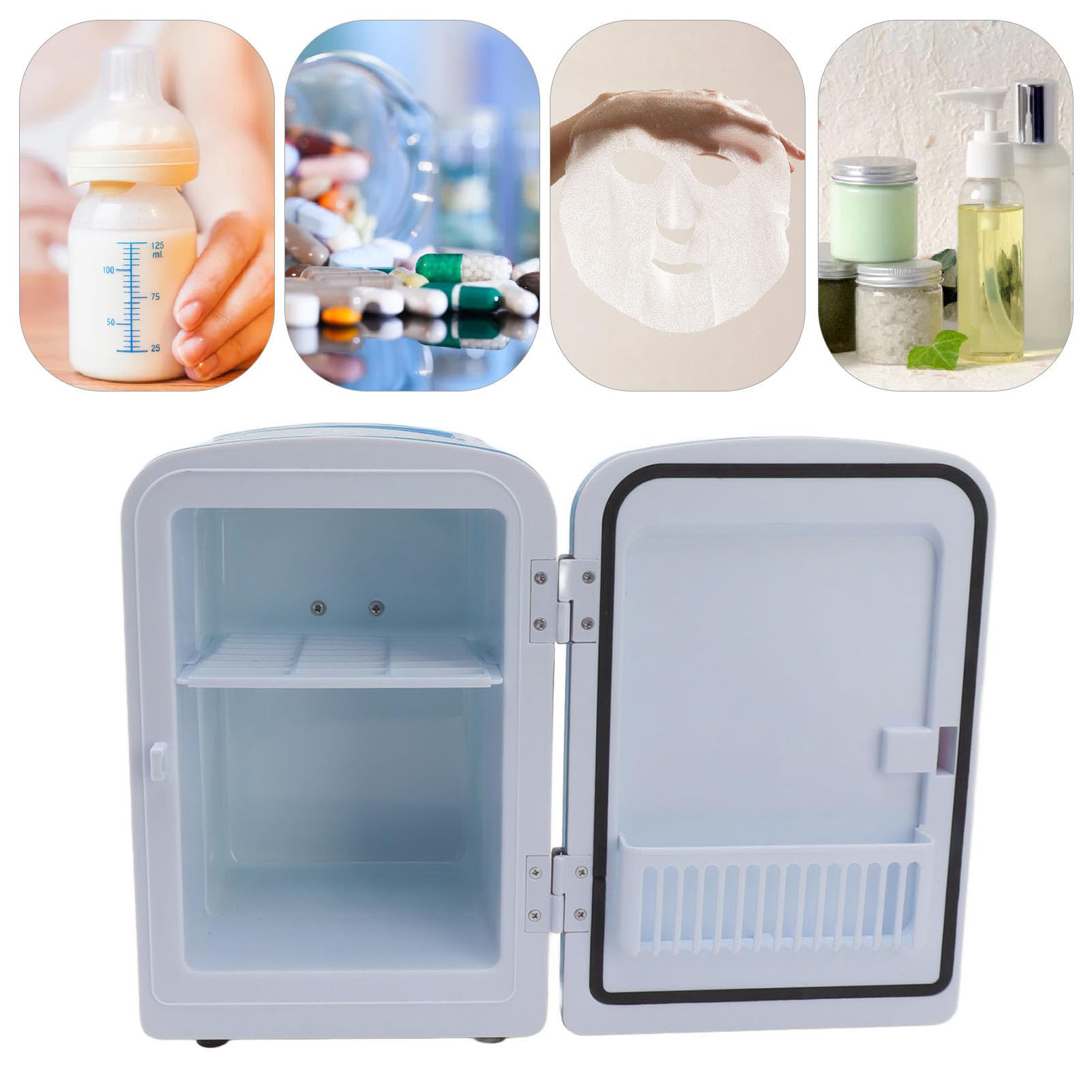 Mini Fridge Cooler and Warmer, Mini Fridge for Skin Care, Portable Personal Fridge Cooler, Mini Fridge for Skincare, Makeup, Cosmetics, Beverage, Bedroom, Dorm, Car (US Plug)