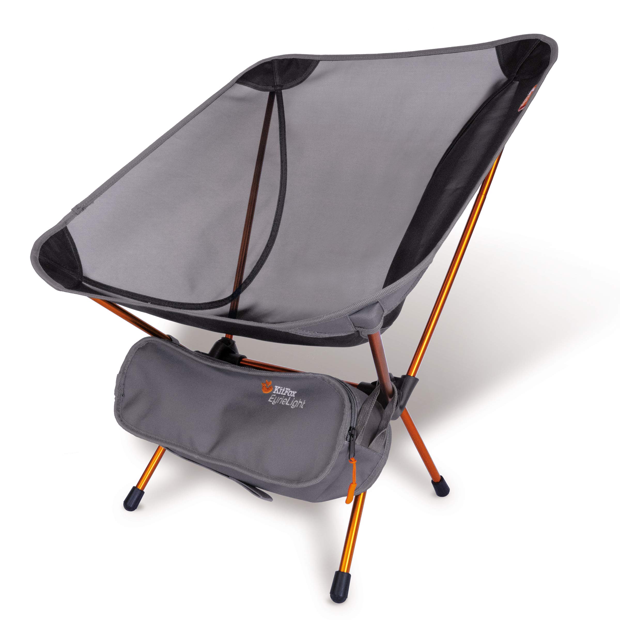 P&J Trading EyrieLight Outdoor Chair – Compact and Lightweight for Backpacking, Camping, Hiking, Beach, Festivals, Tailgating, Kids Sports, Backpacking. Grey mesh with Orange Legs. 1.89lbs