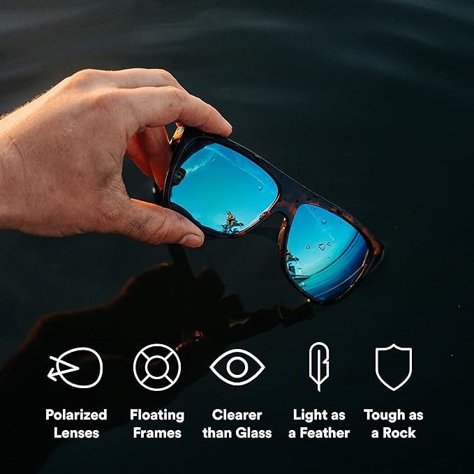 Rheos Sapelos Floating Polarized Sunglasses | 100% UV Protection | Ideal for Fishing and Boating (Tortoise | Rose)