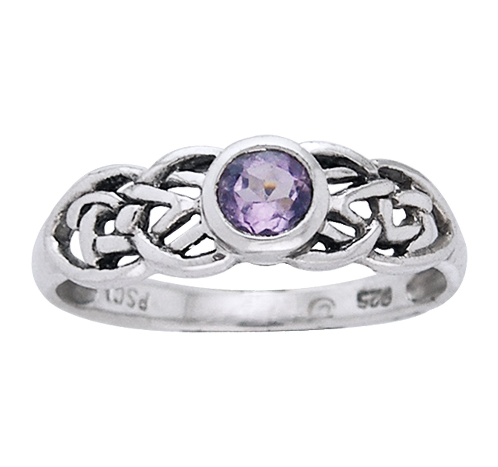 Petite Celtic Knot Birthstone Ring Sterling Silver Simulated Opal For October Size 14