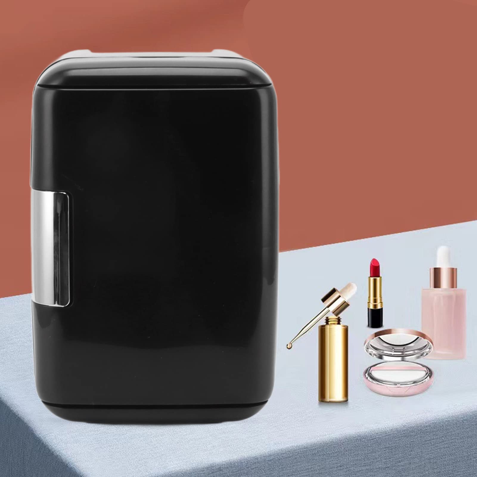 Mini Fridge, 4L 6 Can Cooler & Warmer Portable Compact Refrigerator for Food, Drinks, Skincare, Small Freezer Energy Saving for Bedroom Office Dorm Car Travel (US Plug)