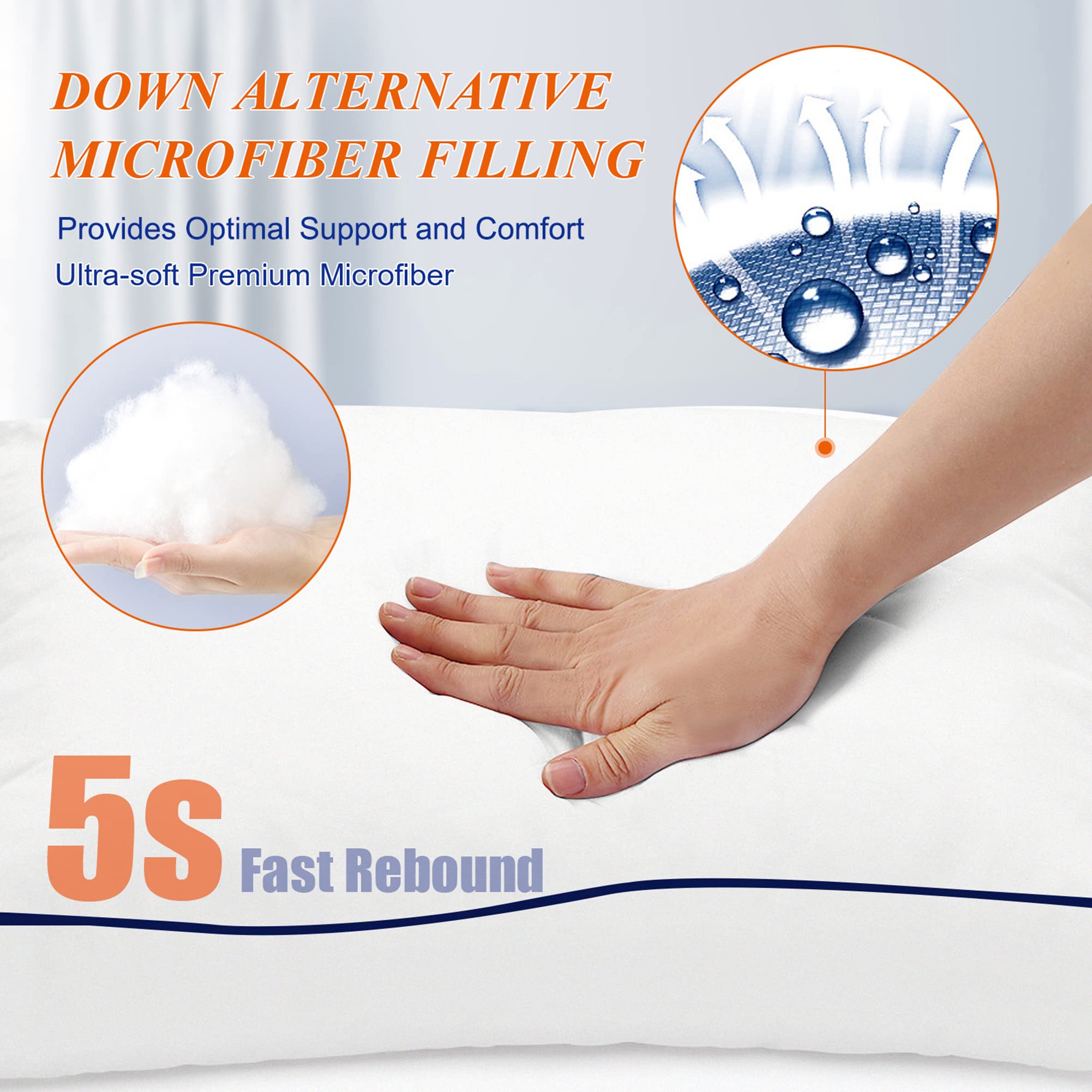 MZOIMZO Supportive Firm Bed Pillows for Sleeping- King Size, Set of 2, Cooling Hotel Quality with Premium Soft Down Alternative Fill for Back, Stomach or Side Sleepers, 20''x34''