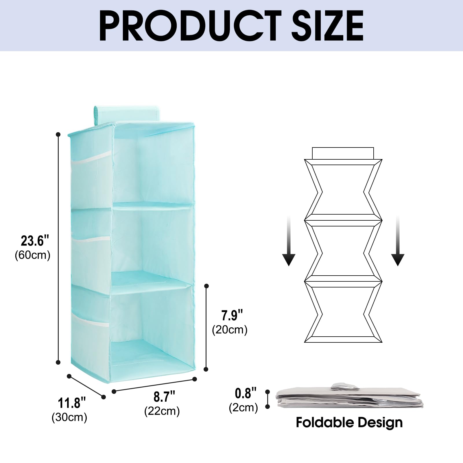 PetsHome Hanging Handbag Organizer 6 Larger Pockets Hanging Purse Organizer for Closet, Dust-Proof Purse Bag Storage Holder with Metal Hooks-White