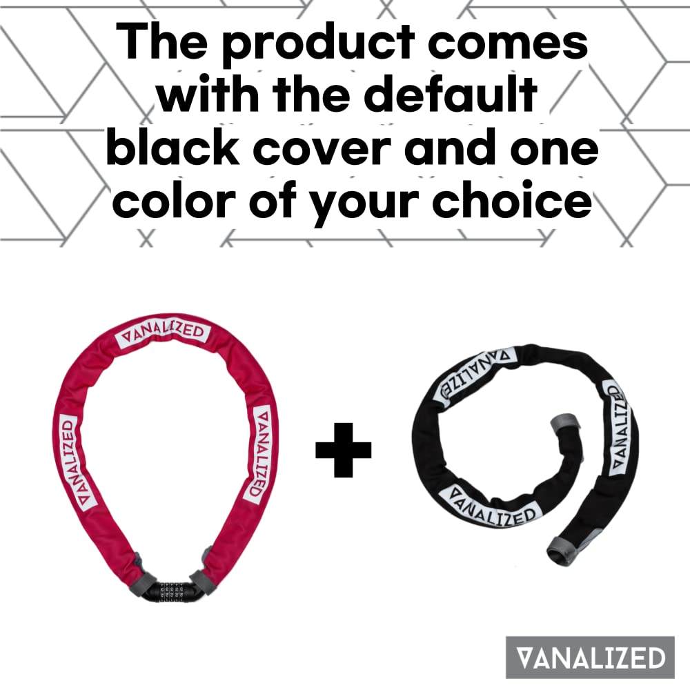 VANALIZED Bike Chain Lock, Bicycle Joint Lock Chain with Reflective Strips, 5-Digit Combination, Resettable Combination Anti-Theft Bike Locks, 3.9FT Long (Pink)