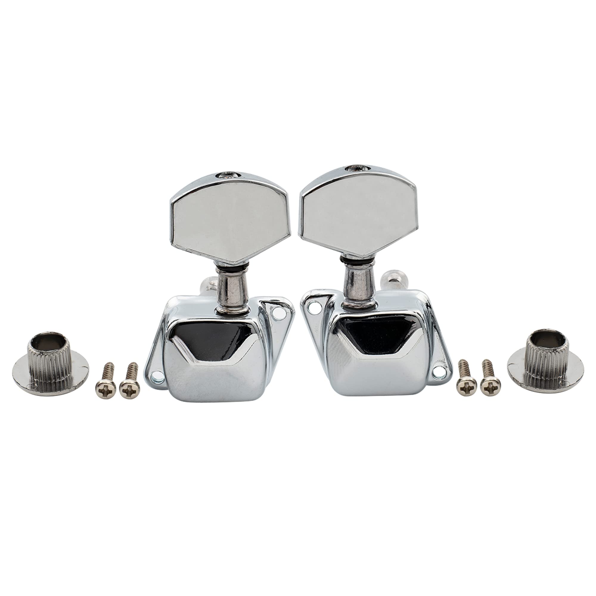 Musiclily 3L+3R Semi-closed Guitar Tuners Guitar String Tuning Pegs Keys Machine Heads Set for Epiphone Les Paul SG Style Electric Guitar or Acoustic Guitar Replacement, Chrome