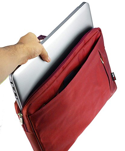 Navitech Red Sleek Premium Water Resistant Shock Absorbent Carry Bag Case Compatible with The ASUS Chromebook C204 11.6" / ASUS Chromebook C214 11.6" / ASUS Chromebook Flip C434 14"