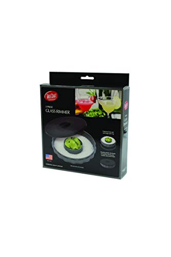 Tablecraft 2 Piece Glass Rimmer Tray with Non-Slip Top, Silver/Black