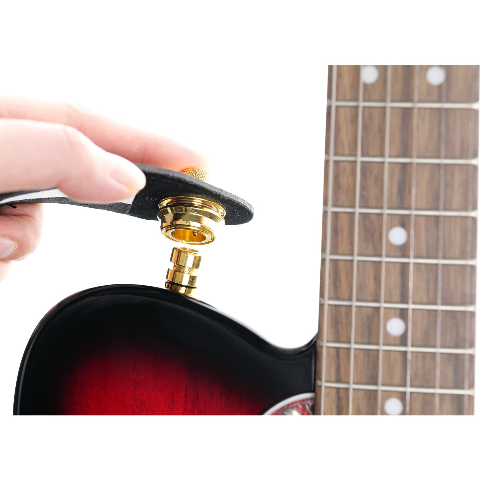 Musiclily Flat Head Guitar Big Strap Locks System Schaller-Style Straplocks Parts for Electric Acoustic Guitar Bass,Gold(Pack of 2)