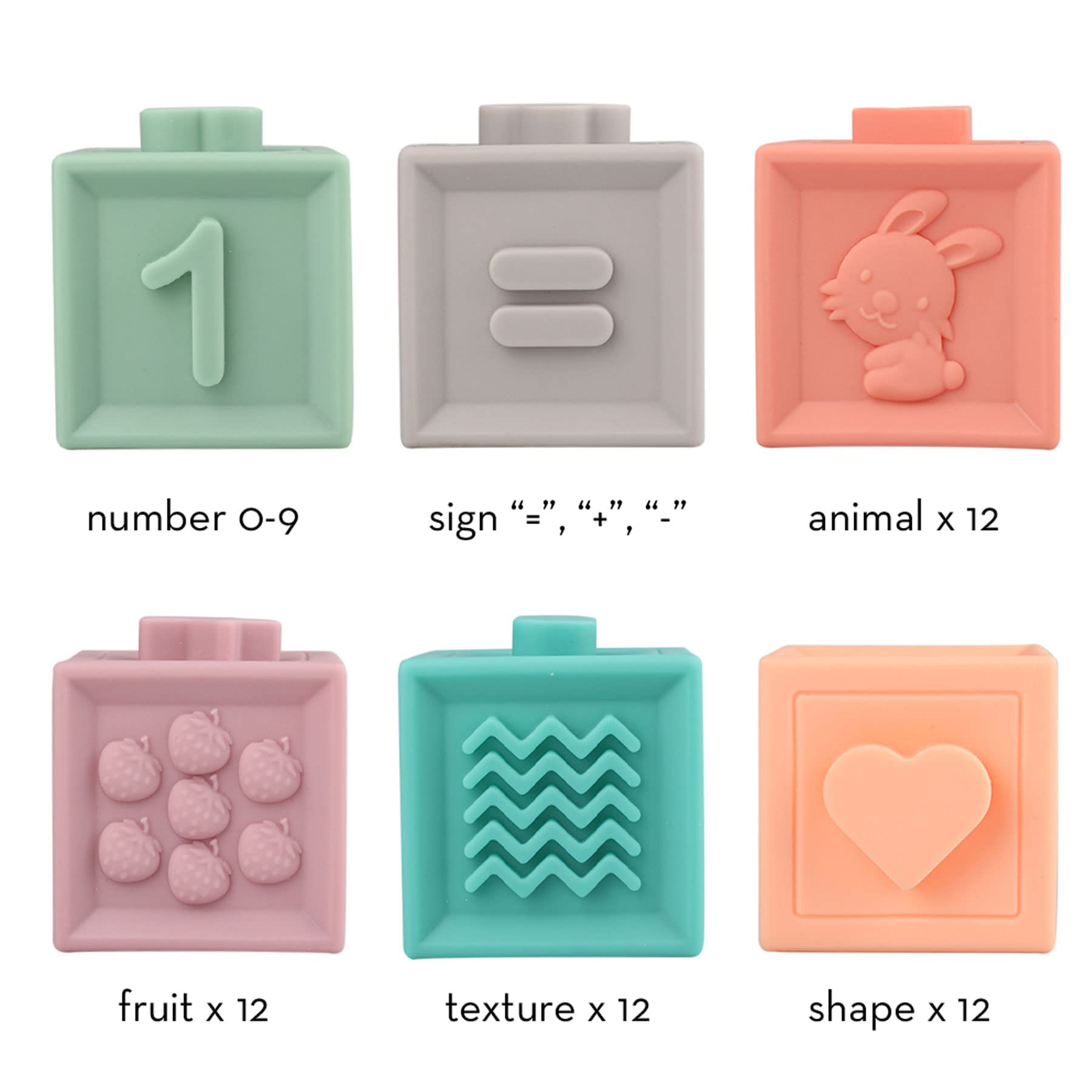 YIDIBOF Baby Stacking Soft Building Blocks - Montessori Toys for Babies 0 9 6-12 Months - Development Sensory Infant Learning Toys - Non Toxic