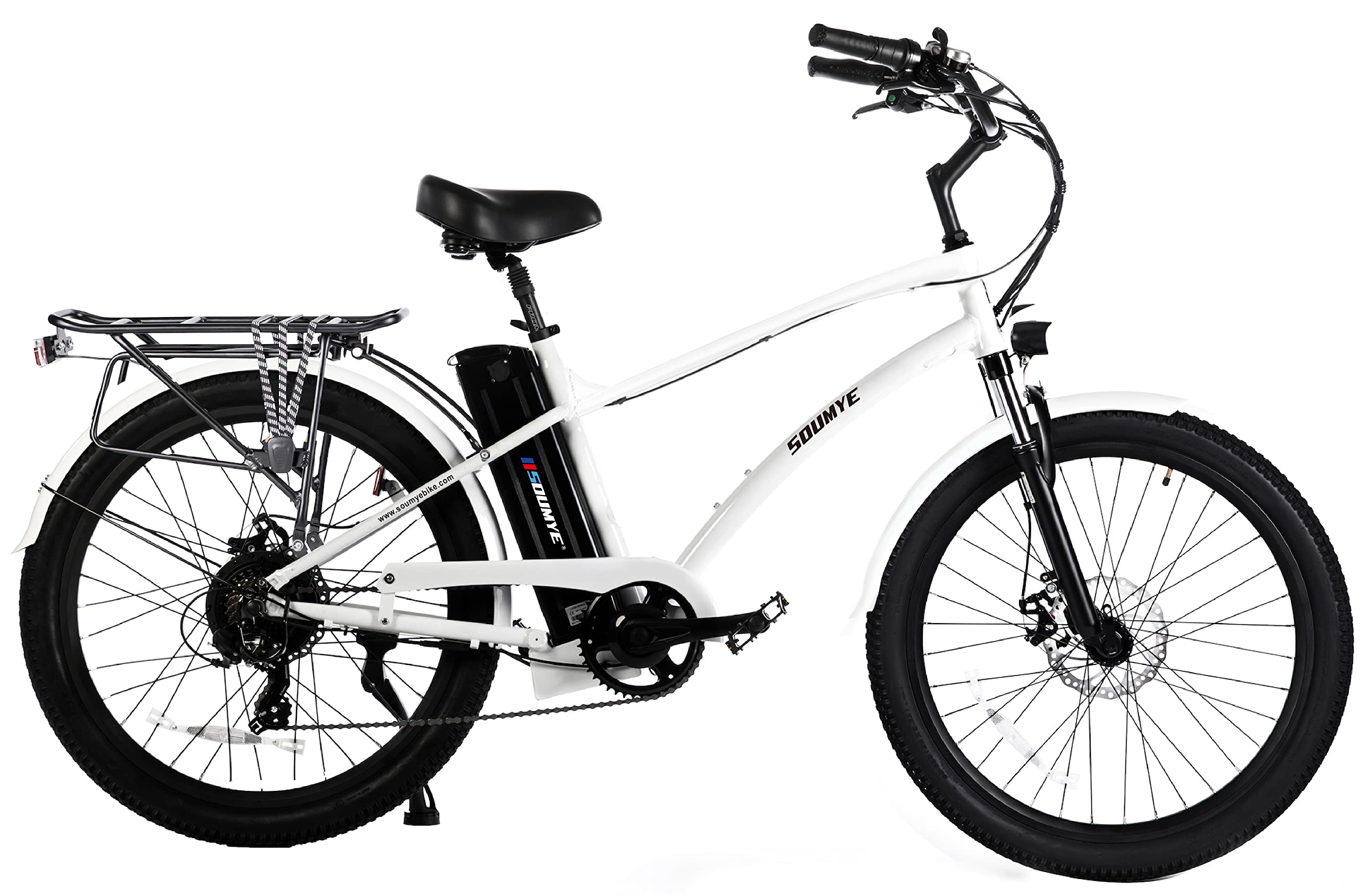 Soumye Beach Cruiser E-Bike 790W Peak Watts Motor 48V/624WH Battery 26”x2.235 Tire Max Speed 25 m/h Step-Over M5 Larger Size Display 7 Gears for Adults