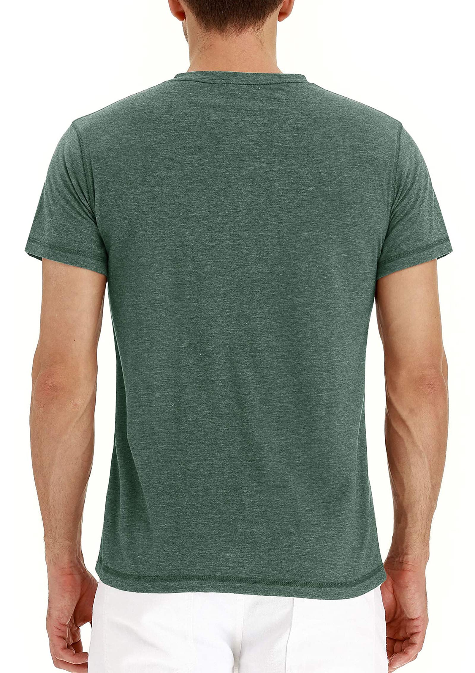 NITAGUT Mens Fashion Casual Front Placket Basic Short Sleeve Henley T-Shirts (L, 00 Green)
