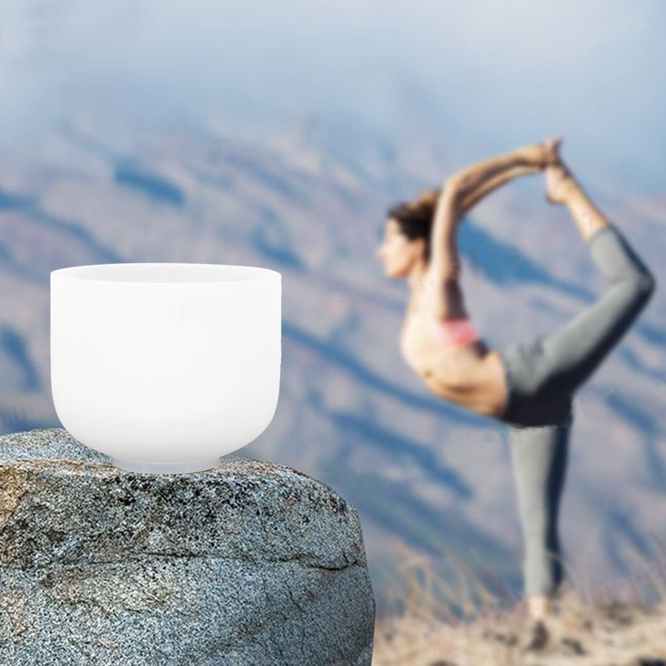 SOLSHINE Crystal Singing Bowl 8 Inches 512Hz C Note Root Chakra Frosted Quartz, With Free Crystal Forward And O-ring Sound Repairer