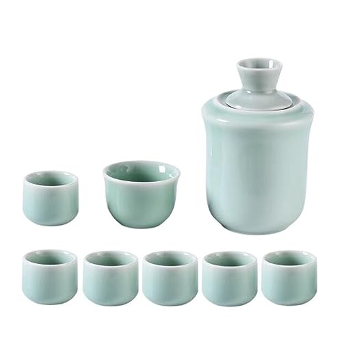 MMLLZEL Yellow Wine White Wine Glass Hot Warm Wine Pot Warm Wine Ware Household Ceramic Chinese Antique Wine Set