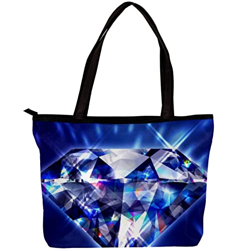 Women's Large Size Canvas Shoulder Bag Hobo Crossbody Handbag Casual Tote, Blue Diamond