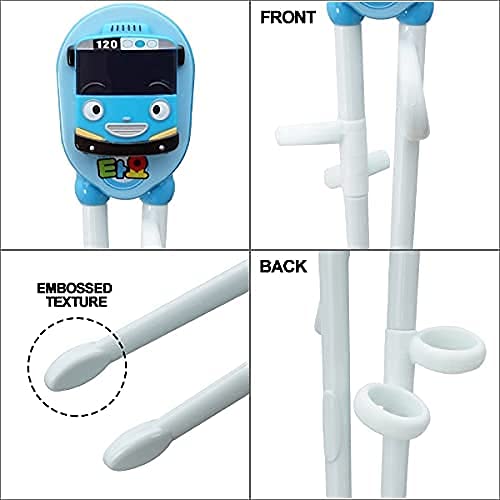 Tayo Training Chopsticks for Right Handed β Beginner for Kids, Edison Educational kitchen Suppliers for Toddlers, Durable Lightweight Portable BPA Free & ABS Plastic (Tayo (Blue))