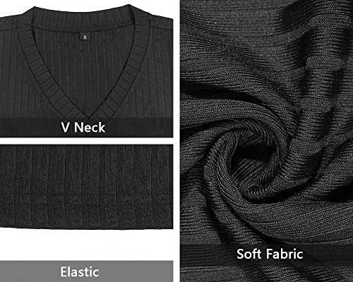 Viwedo Men's V Neck T Shirts Casual Stylish Fitted Elasticity Tees for Men Black