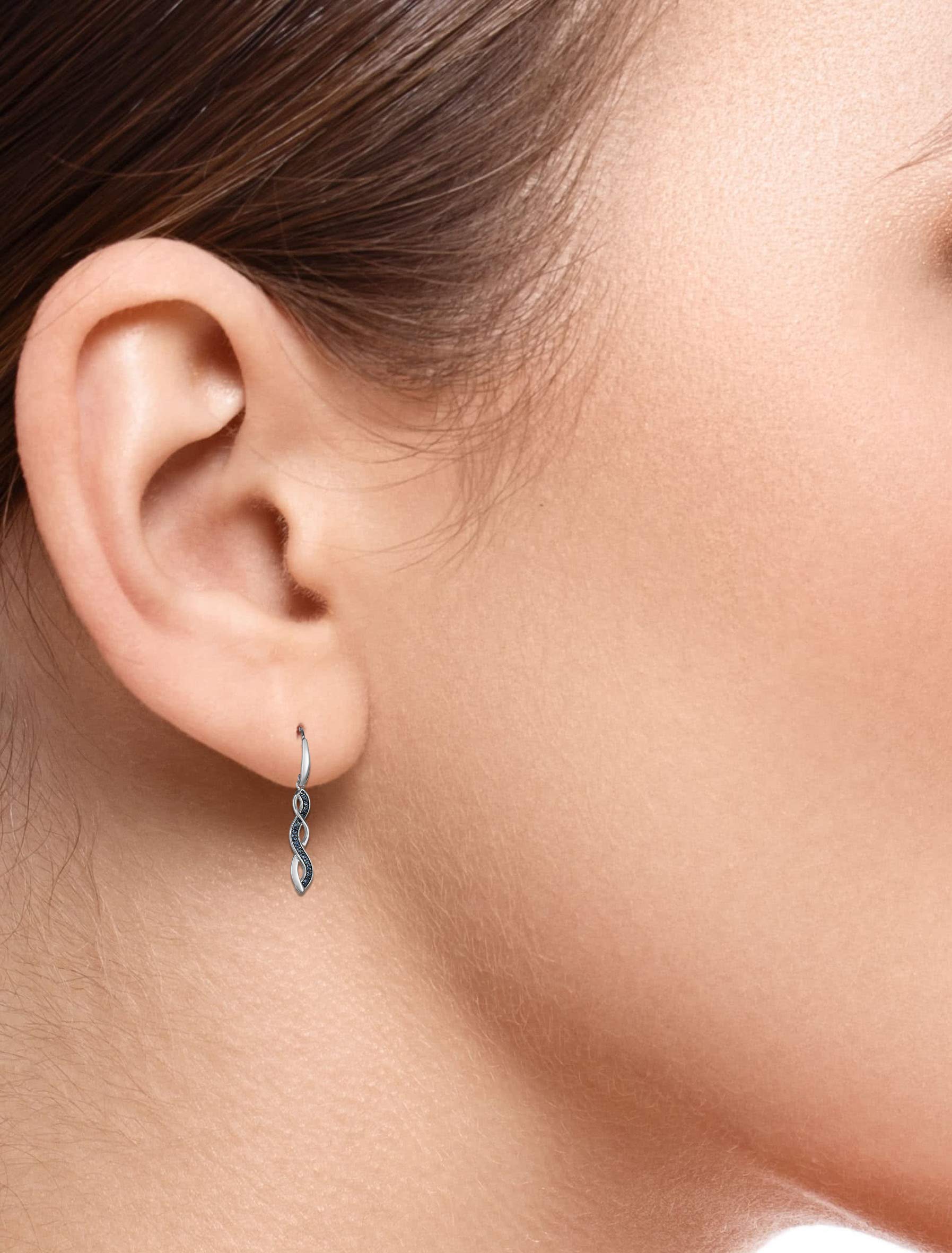 MORGAN & PAIGE 925 Sterling Silver Montana Blue Crystal Twisted Dangle Earrings