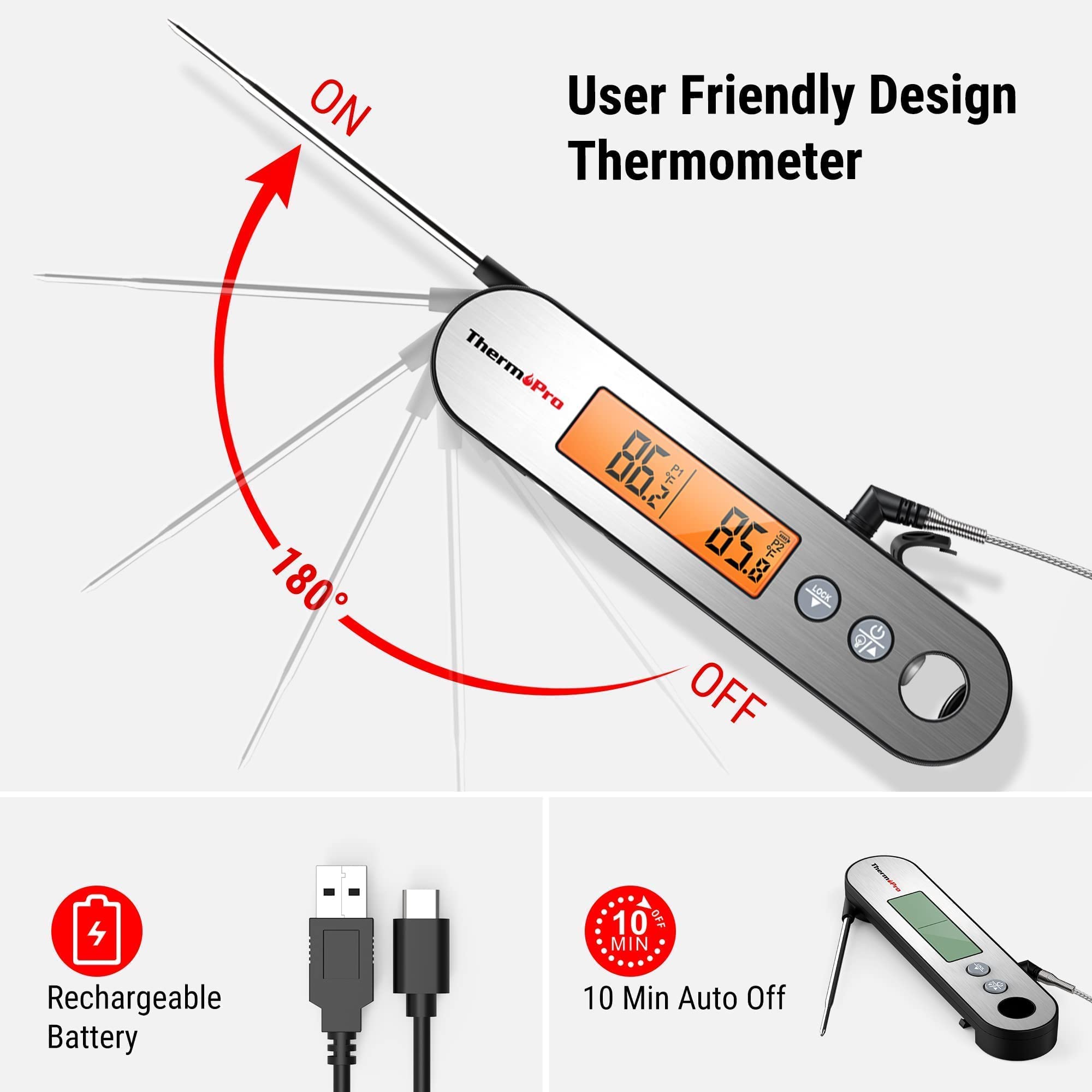 ThermoPro TP-17 Dual Probe Digital Cooking Meat Thermometer + ThermoPro TP610 Dual Probe Instant Read Meat Thermometer