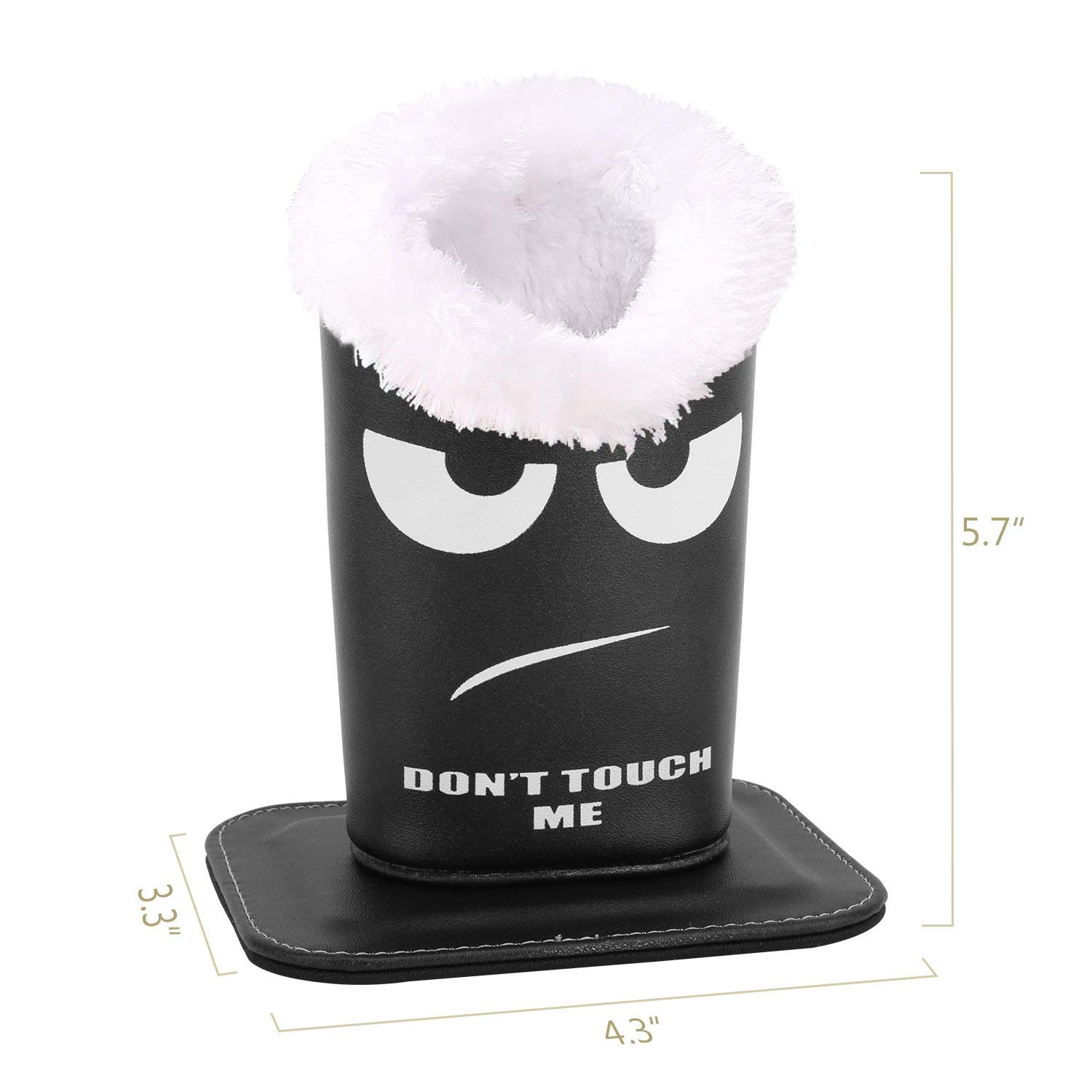 MoKo Eyeglasses Holder, Modern Velvet Plush Lined PU Leather Household Magnetic Holder Protective [Anti-scratch] [Dustproof] Stand Case for Eyeglass and Sunglasses, Don''t Touch Me Black