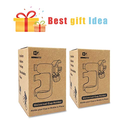 Pack of 2 Stroller Small Cup Holders, Universal Drink Holder for Bikes, Trolleys or Walkers, Tight Fit Most Small Size Cups